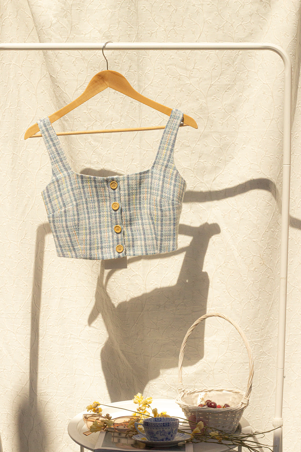 Blue Tweed Crop Top – Sugar + Style